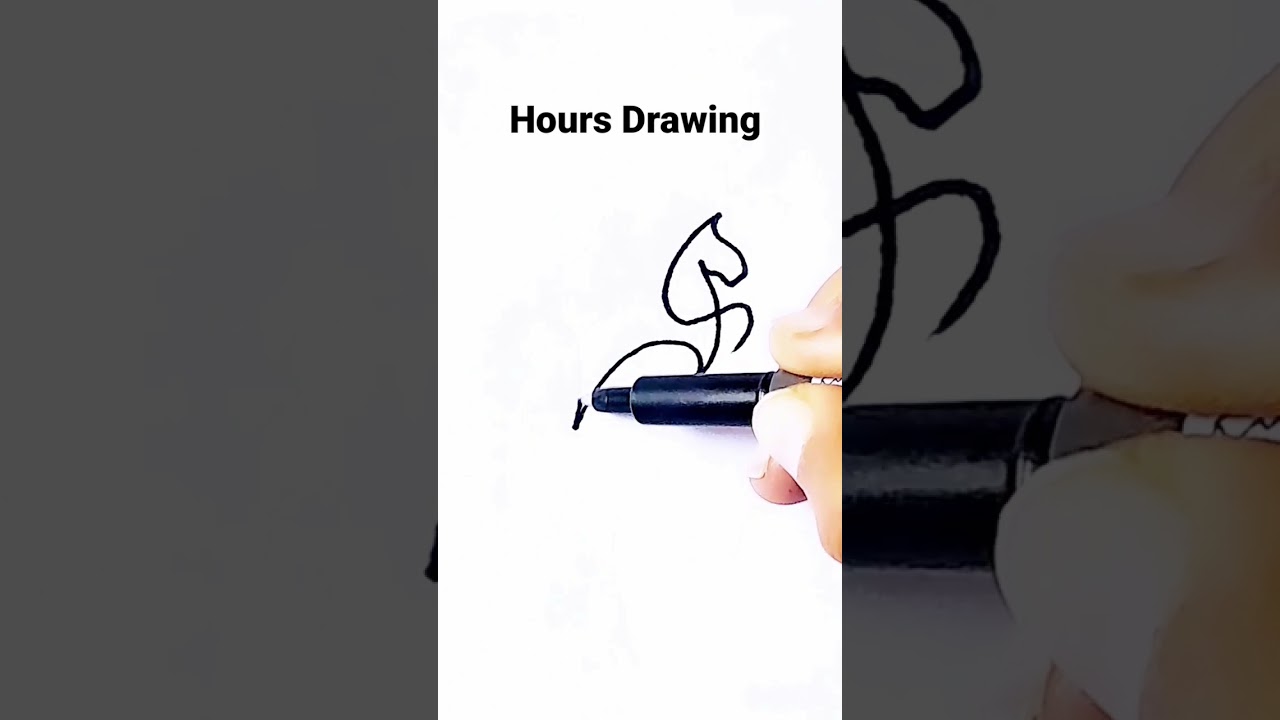 very very easy Horse Drawing from oneline art. #drawing #youtubeshorts