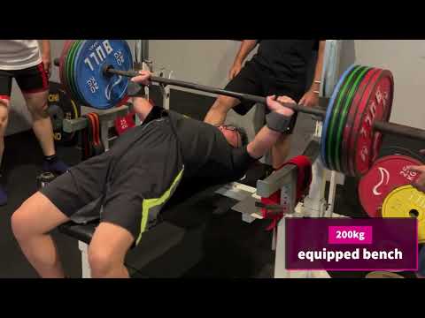 【200kg】 equipped bench 200kg next contest 55days out