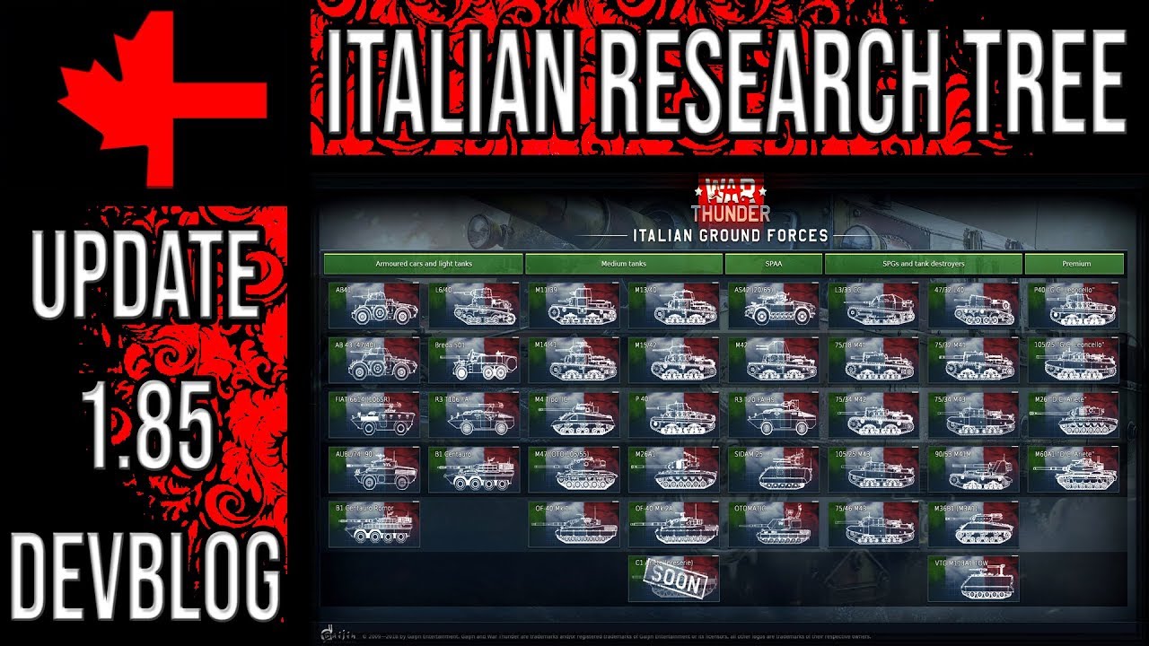 War Thunder - Italian Ground Vehicles Research Tree
