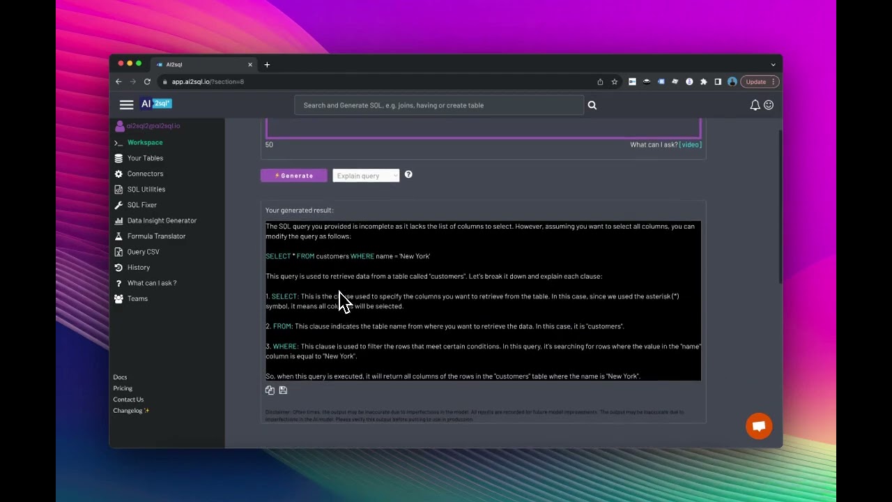 AI2sql's New UI Unveiled: Generate, Explain & Fix Queries Like Never Before!