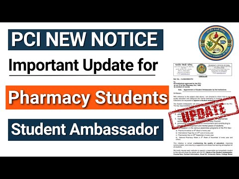 PCI New Notice For All Pharmacist & Pharmacy Students || PCI New Latest Update For Pharma Students