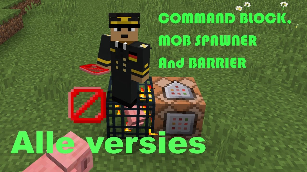 minecraft tutorial: hoe krijg je command block, barrier en mob spawner? (alle versies)