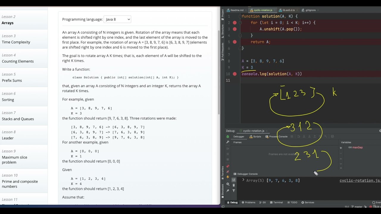 Codility (JavaScript) - lesson#2 CyclicRotation coding task