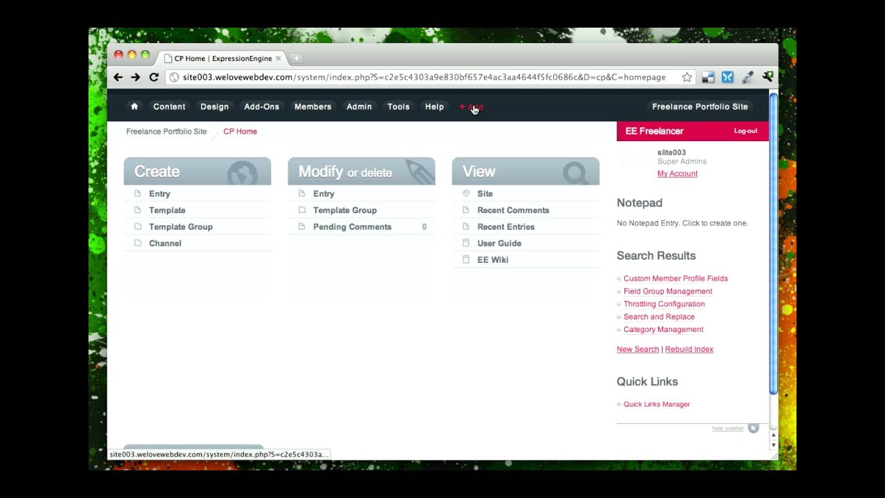 ExpressionEngine Control Panel Overview (6/25) DaBrook EE Tutorial