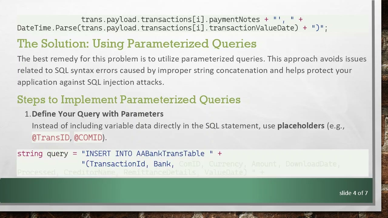 Fixing Incorrect syntax near '2' Error in SQL Insertion Queries