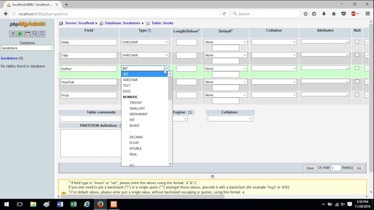 Quick Tutorial - Creating a MySQL Database and Table with phpmyadmin