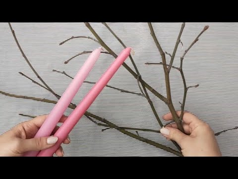 HOW TO MAKE Sakura Cherry Blossom with Dried Tree Branches and Candle ❓ From Nature to Art❗