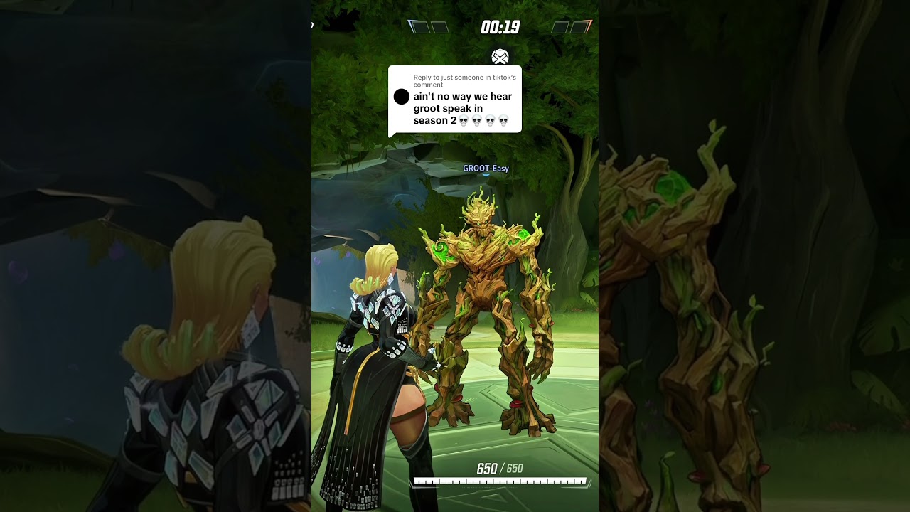 Groot talking interaction with Emma Frost in Marvel Rivals