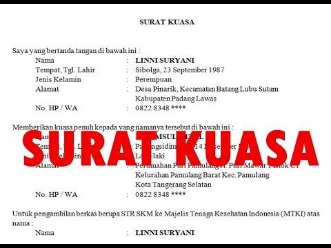 SURAT KUASA / MEMBUAT SURAT KUASA / CONTOH SURAT KUASA / FORMAT SURAT KUASA
