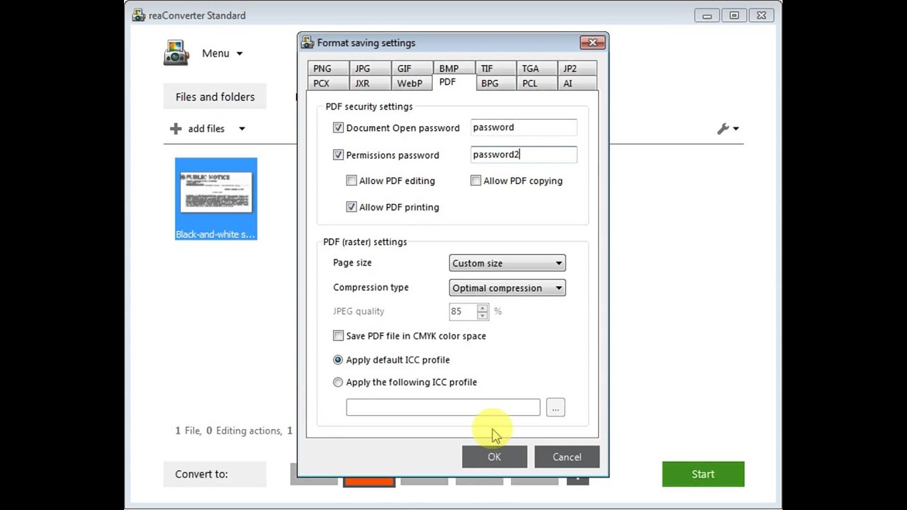 PDF Security Settings