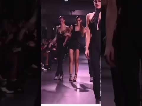 Model trips during Anthony Vaccarello fashion show! #shorts #runway #fashion