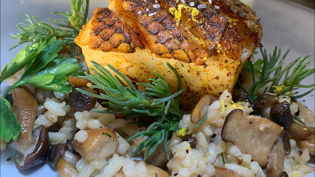 Chilean Sea Bass and Mushroom Risotto