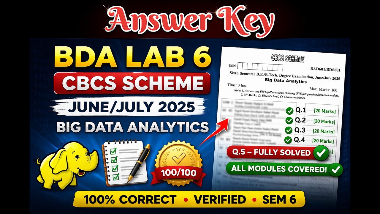 Answer key of BDA | BAD601 | BDS601 | VTU 22 scheme.