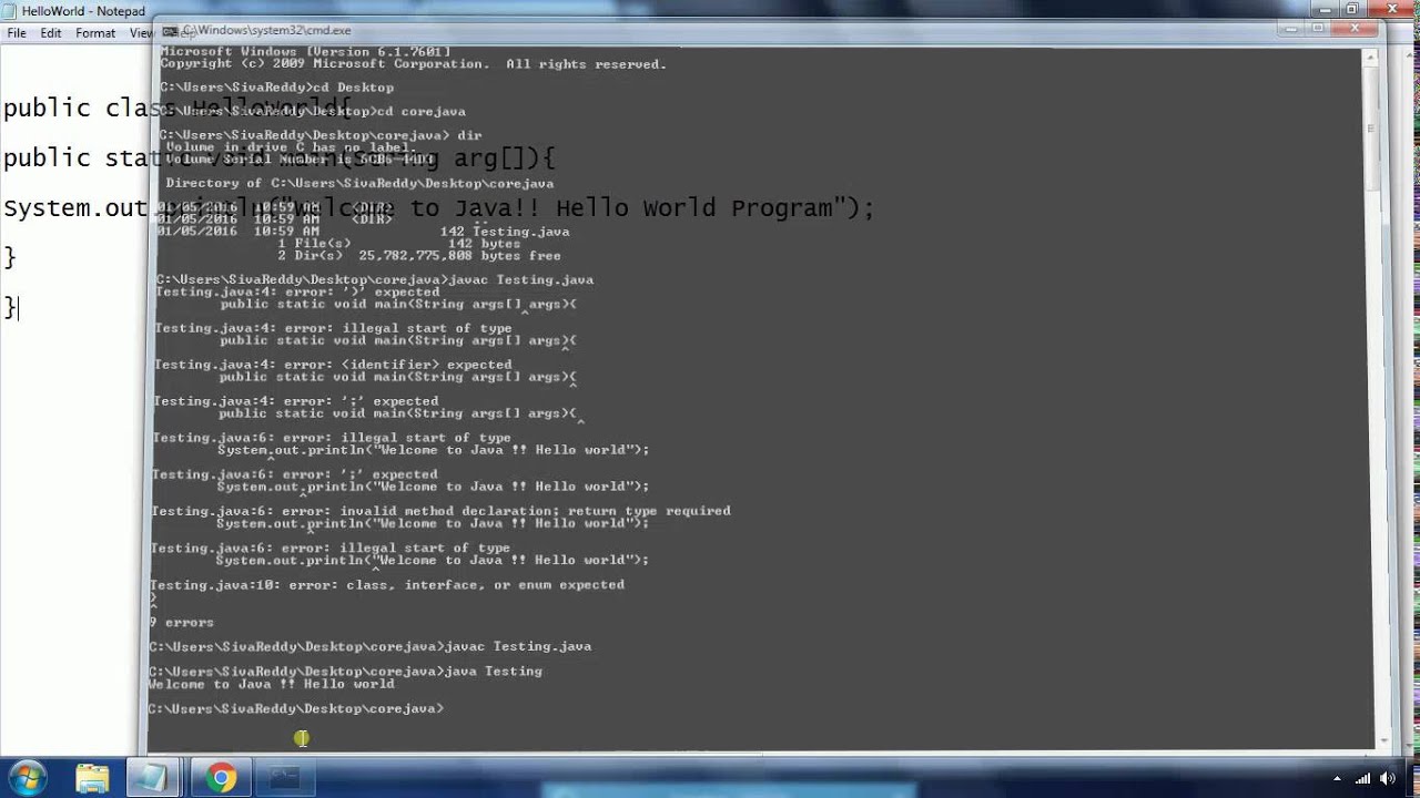 Java Tutorial - Writing HelloWorld Program without using Eclipse IDE