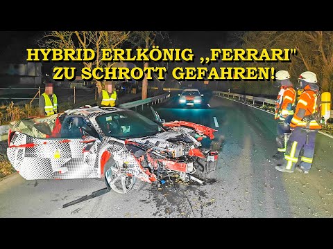 Camo'd Ferrari SF90 Stradale Prototype Destroyed in Crash in Germany