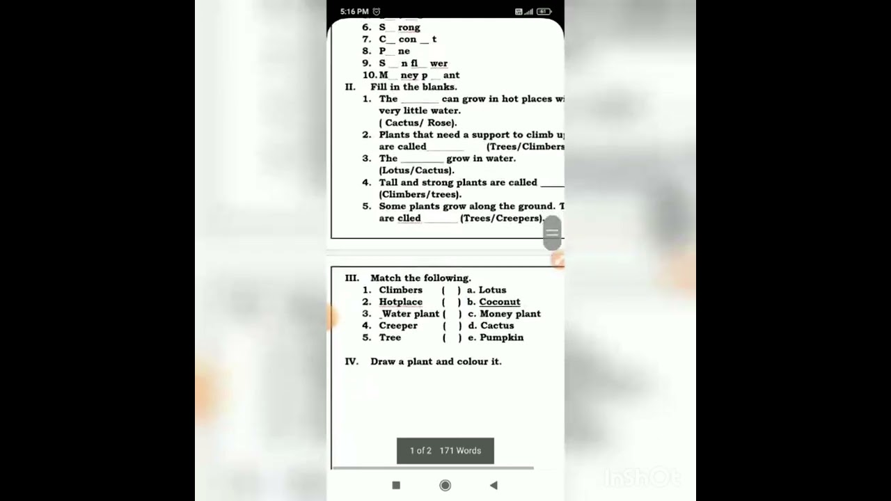 Grade 1 Science worksheet 1