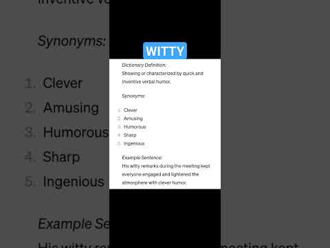 Vocabulary series,Word 37 "witty". #wittymeaning #englishvocabulary #IELTSvocabulary