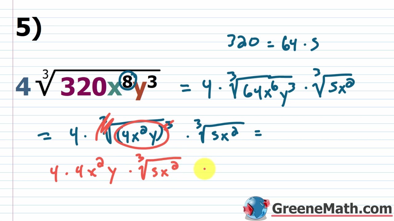 Simplifying Radical Expressions Practice Test Full Solutions
