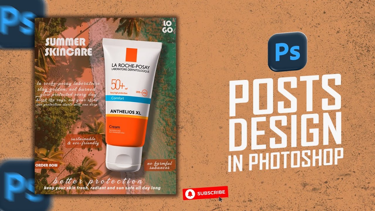 Photoshop Tutorial: Sunscreen Ad Design | Beauty Product Manipulation & Cosmetic Banner