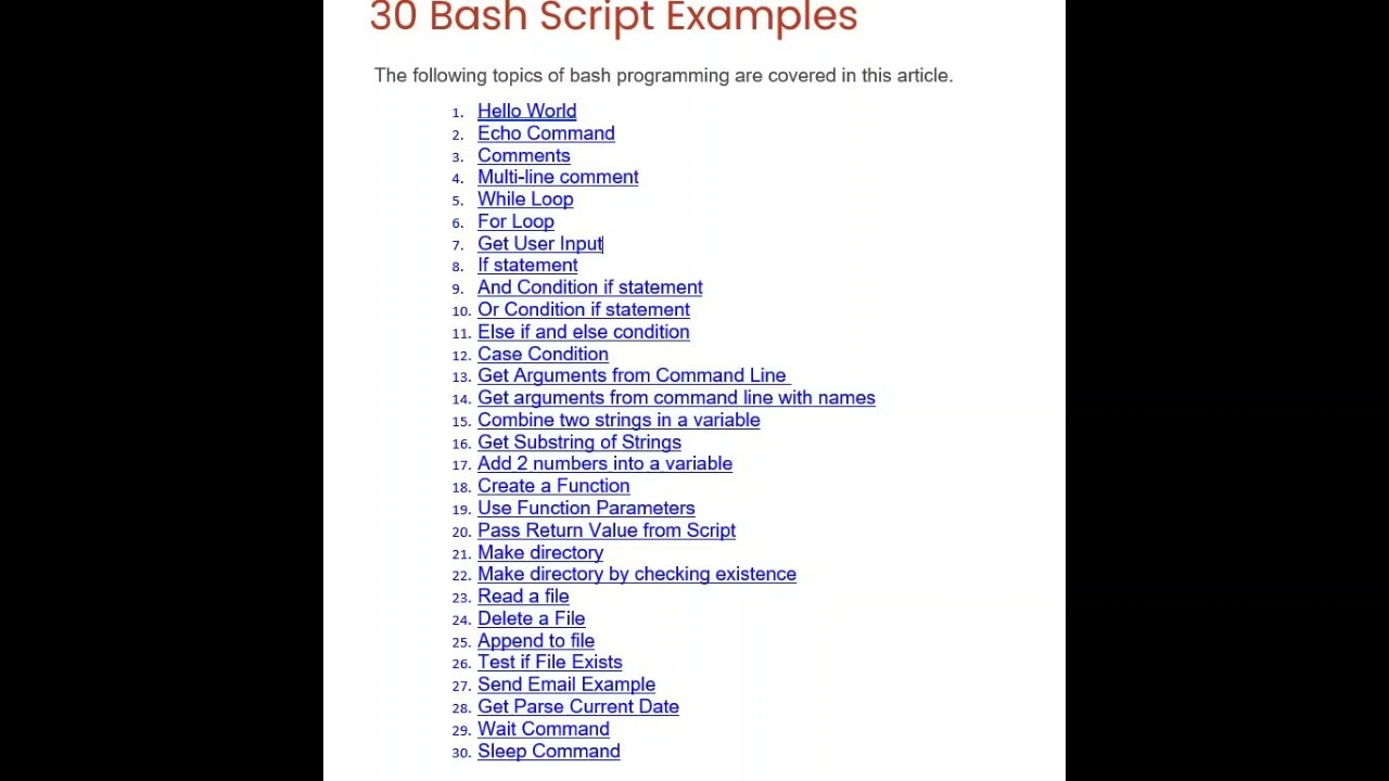 30 Bash scripts example for beginners...PDF file is in video description.