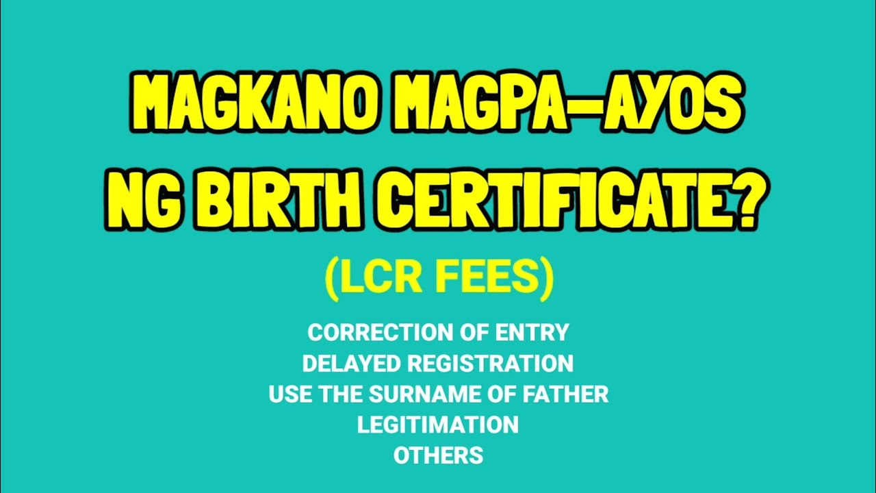 LOCAL CIVIL REGISTRAR (LCR) PROCESSING FEES 2023