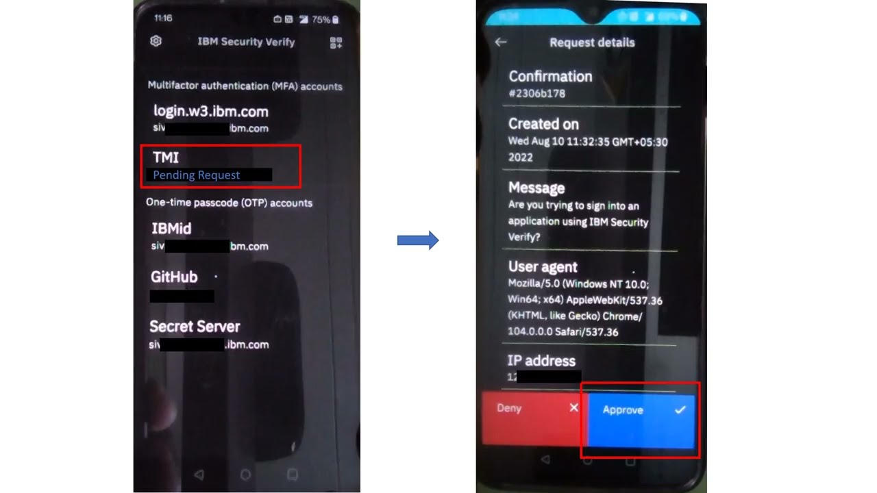 IBM Security Verify Privilege Vault - Verify SaaS MFA Login - Verify mobile app