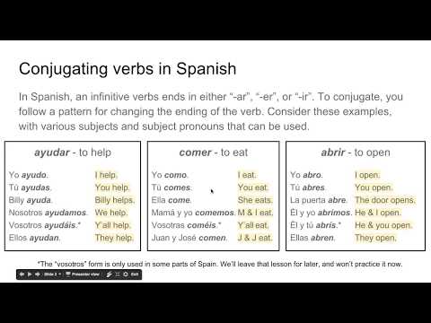 Conjugating Verbs in Spanish (part 1)