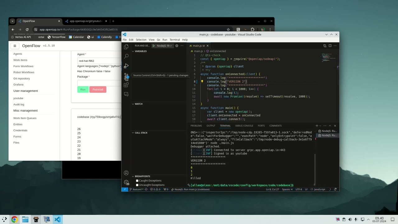 pairing git with packages in openflow