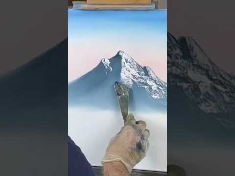 Putting snow on the mountain #painting #shorts #timelapse #oilpainting #satisfying 