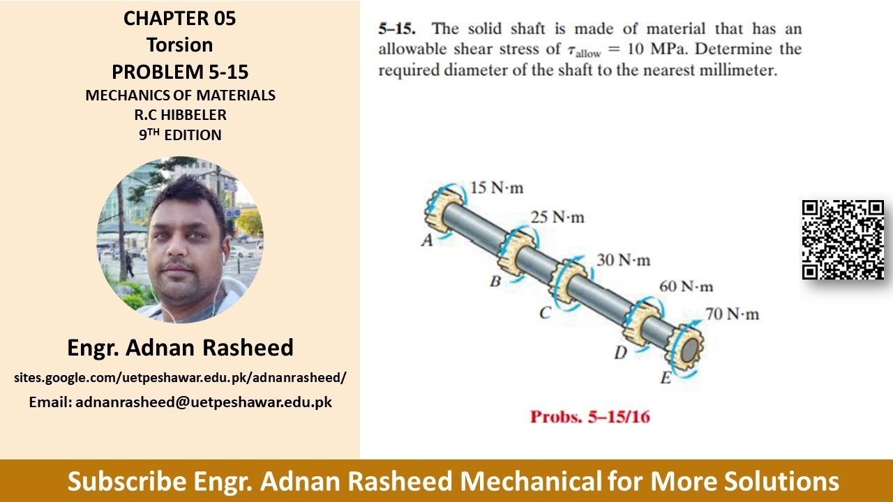 5-15 | Ch 5 Torsion | Mechanics of Materials RC Hibbeler|