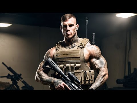 A very muscular soldier with a highly upgraded M16 rifle with a German Shepherd dog at his side๐๐๐๐