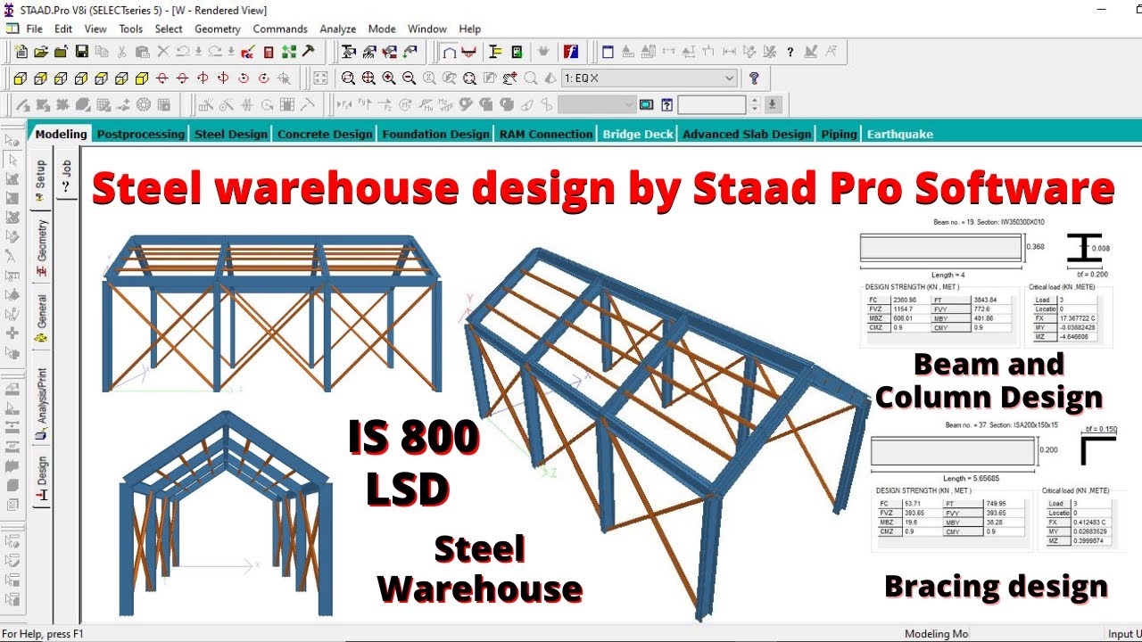 Steel warehouse design design by Staad pro v8i software | Steel Building | Civil Engineering| online