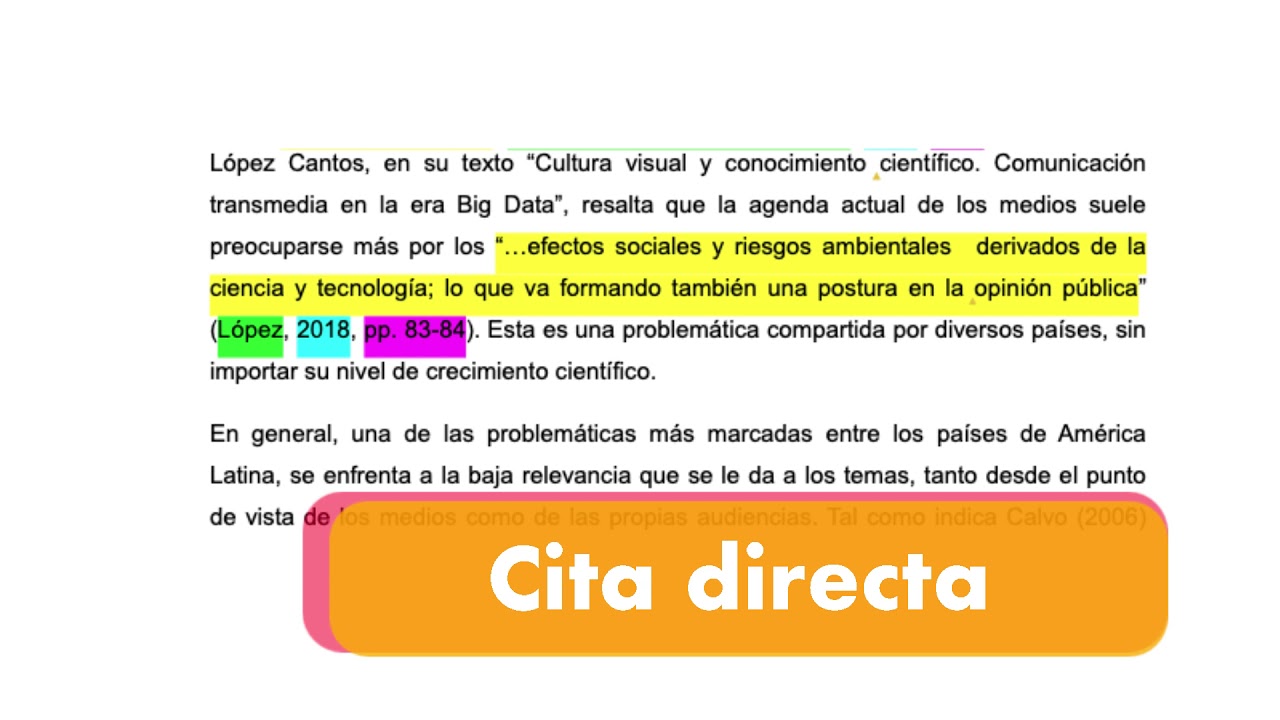 Citas directas e indirectas APA 7
