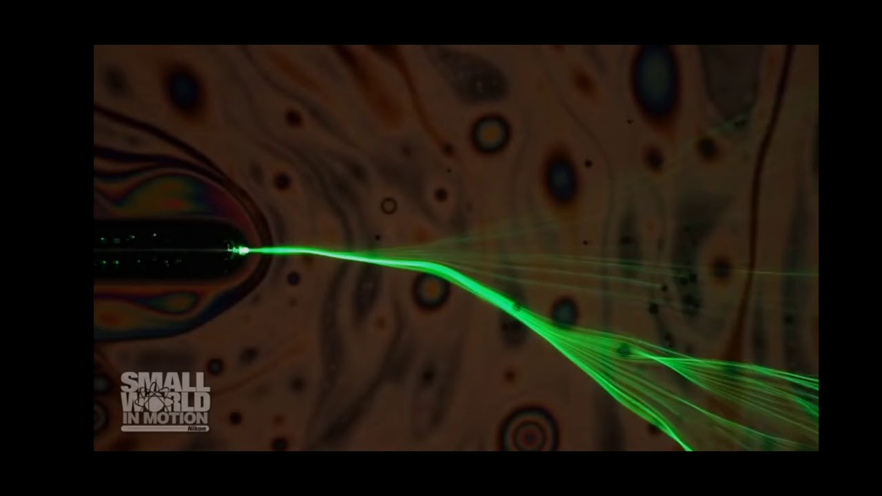 laser light bending by soap bubbles