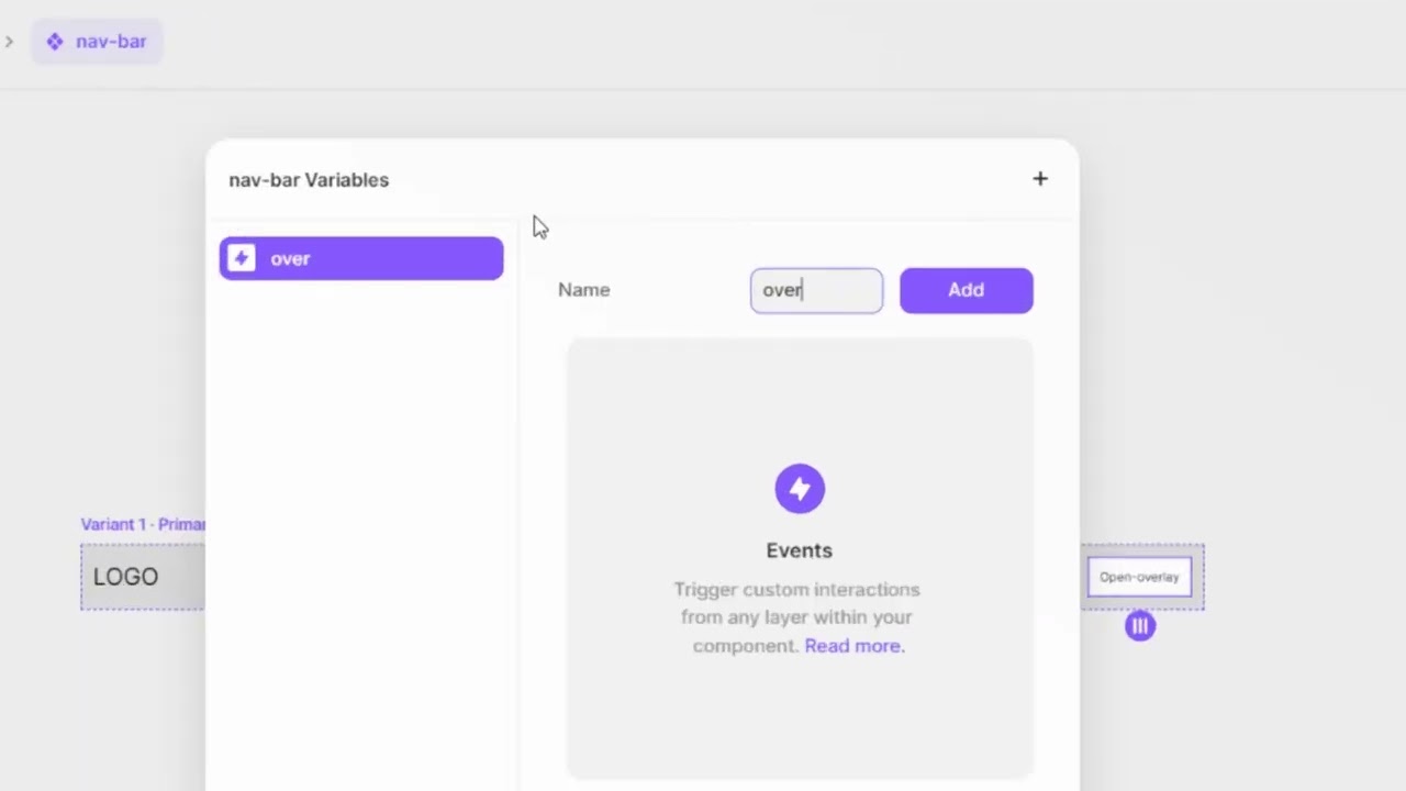 Framer tutorial : Opening an Overlay from a Nested Component Within a Main Component