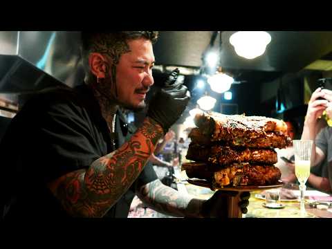 Yakuza? No. Fully Tatted Chef Grills Wagyu T-Bone Steaks!