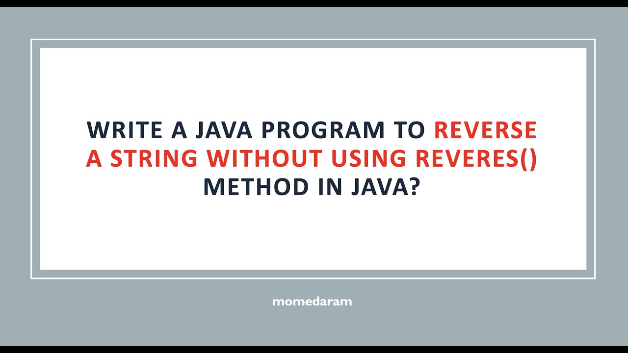 Reverse a String without using reverse method In Java
