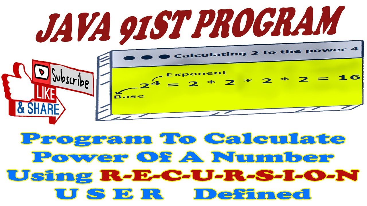 java 91st program||program calculate power number using  recursion user defined||#AEA_ANAND_SHAW