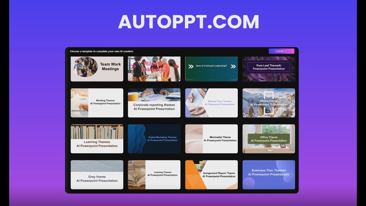 Welcome to Autoppt: the most complete AI slides generator tool.