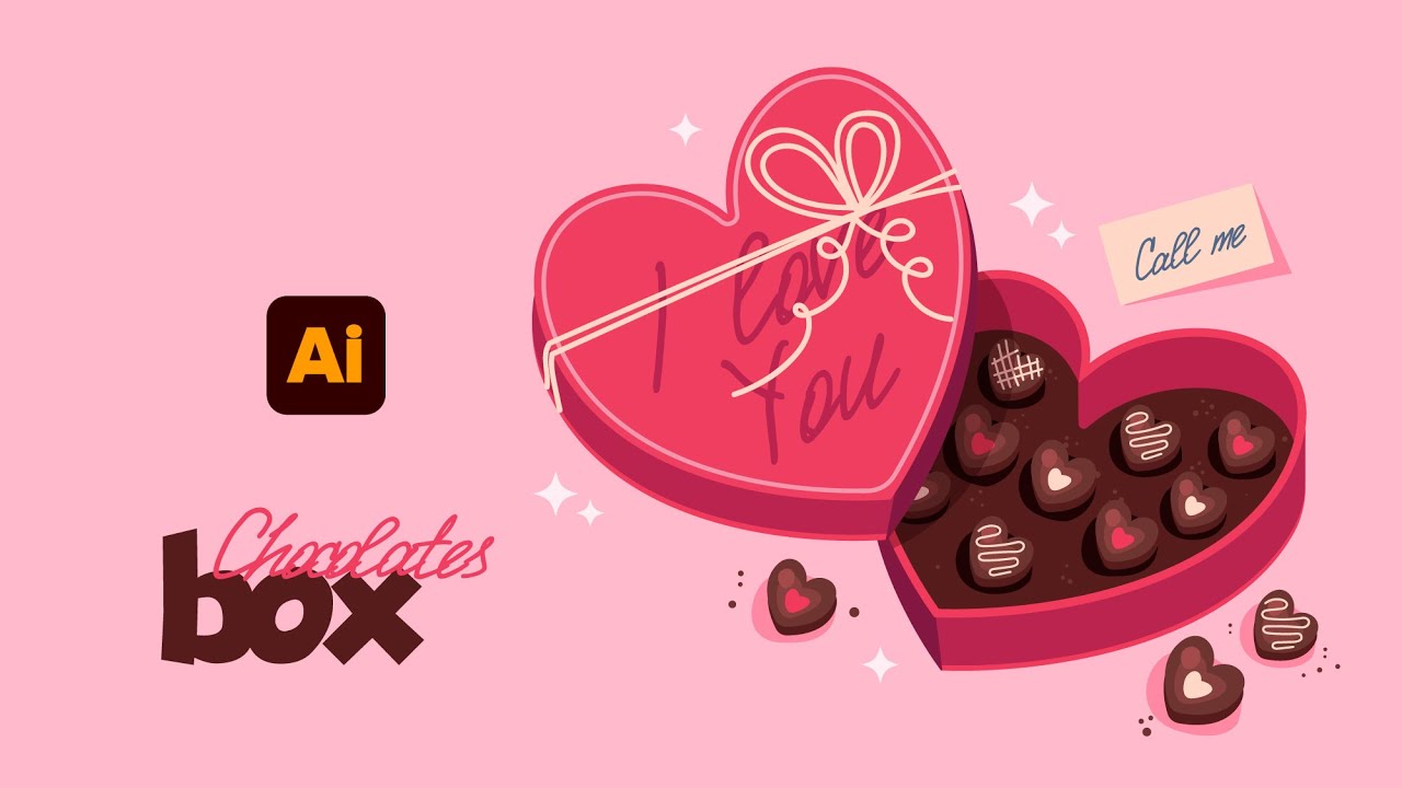 DRAWING A HEART CHOCOLATE BOX. Adobe Illustrator tutorial 2026.