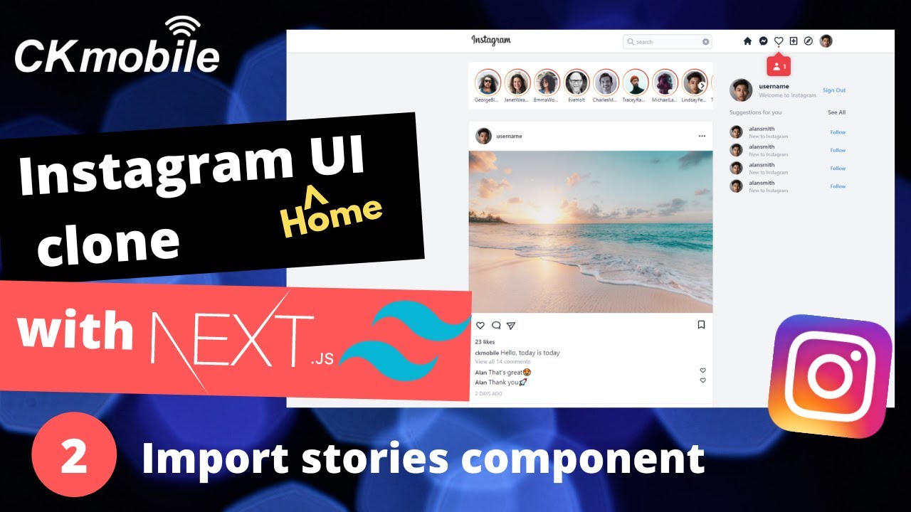 Instagram UI Clone (Home) with NextJS and TailWindCSS #2 import stories