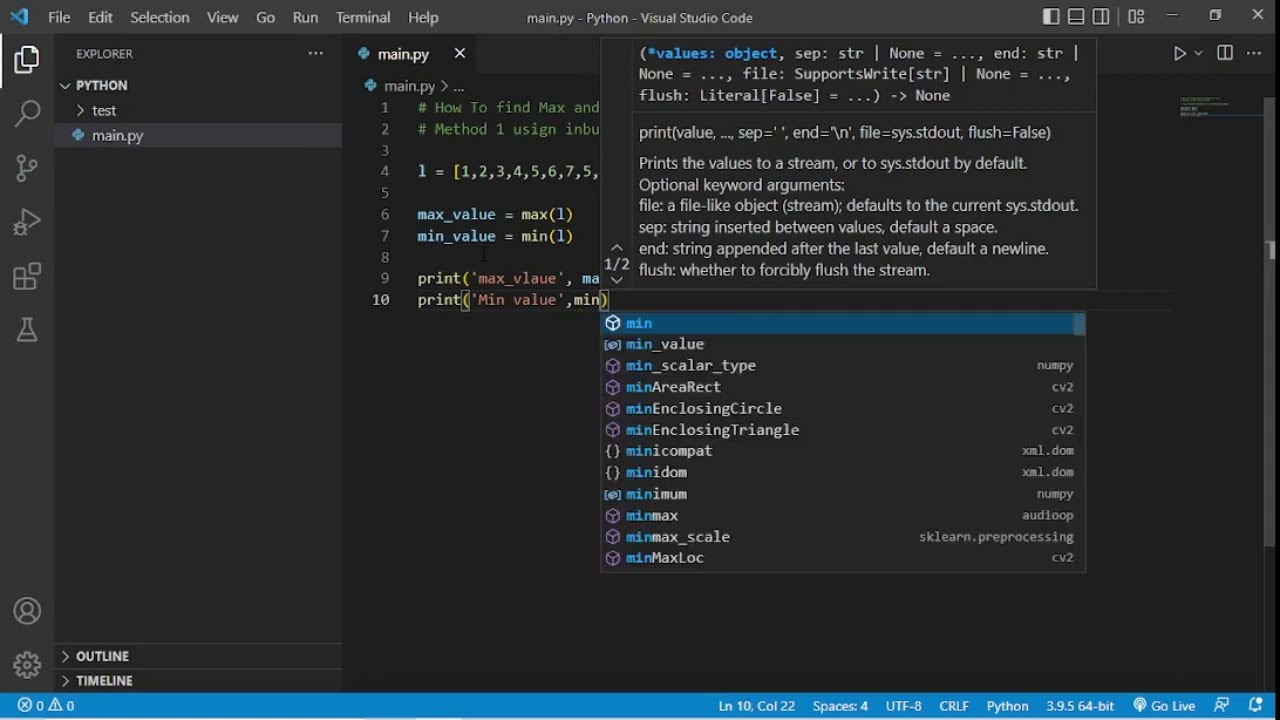 How To Find Max and Min Elements in List  || Maximum And Minimum Number In Python