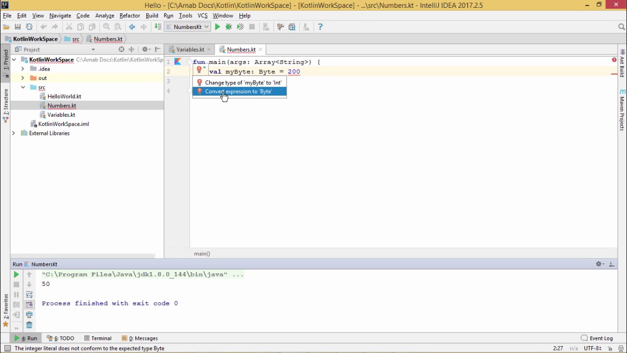 Kotlin - Byte Data Types