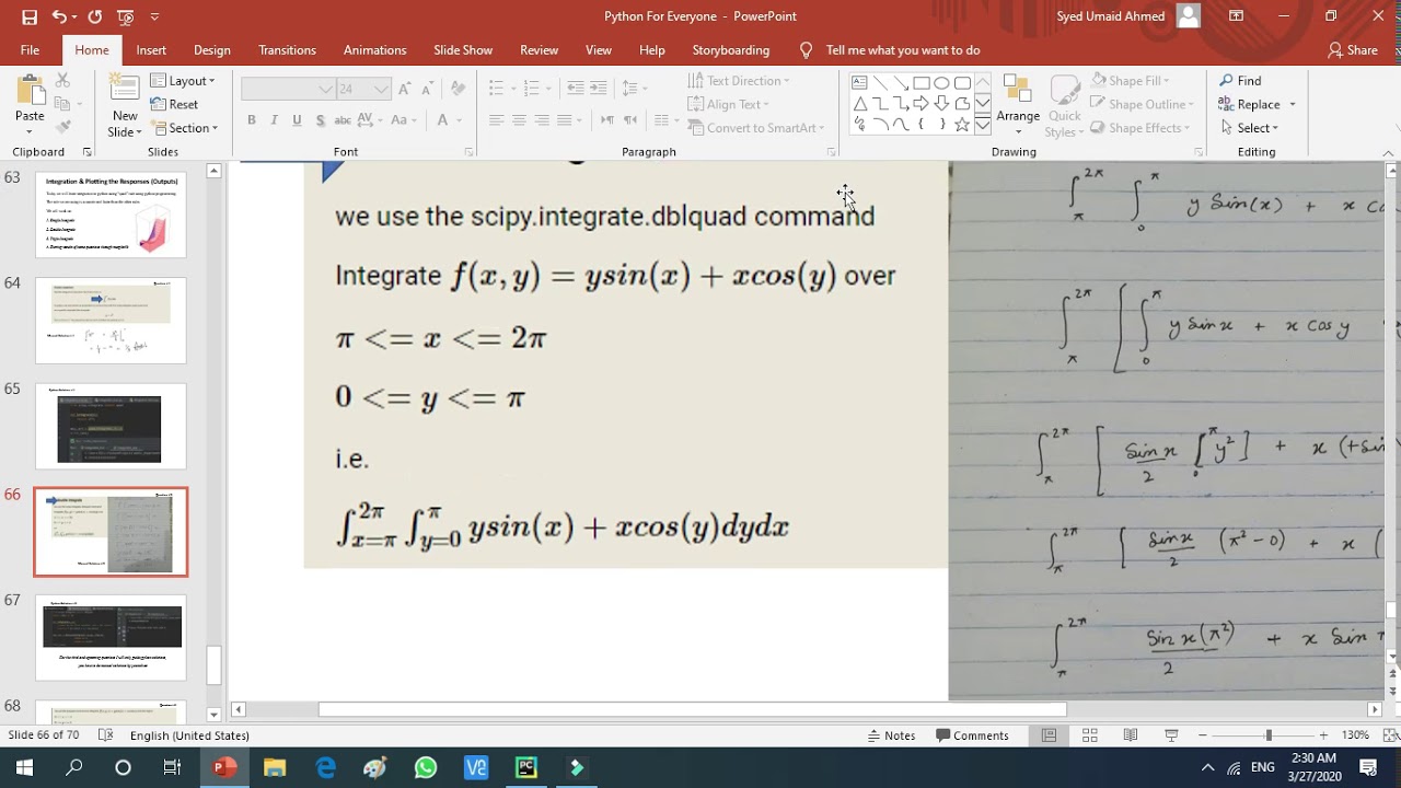 Week 14 Integration and Plots: Python Programming