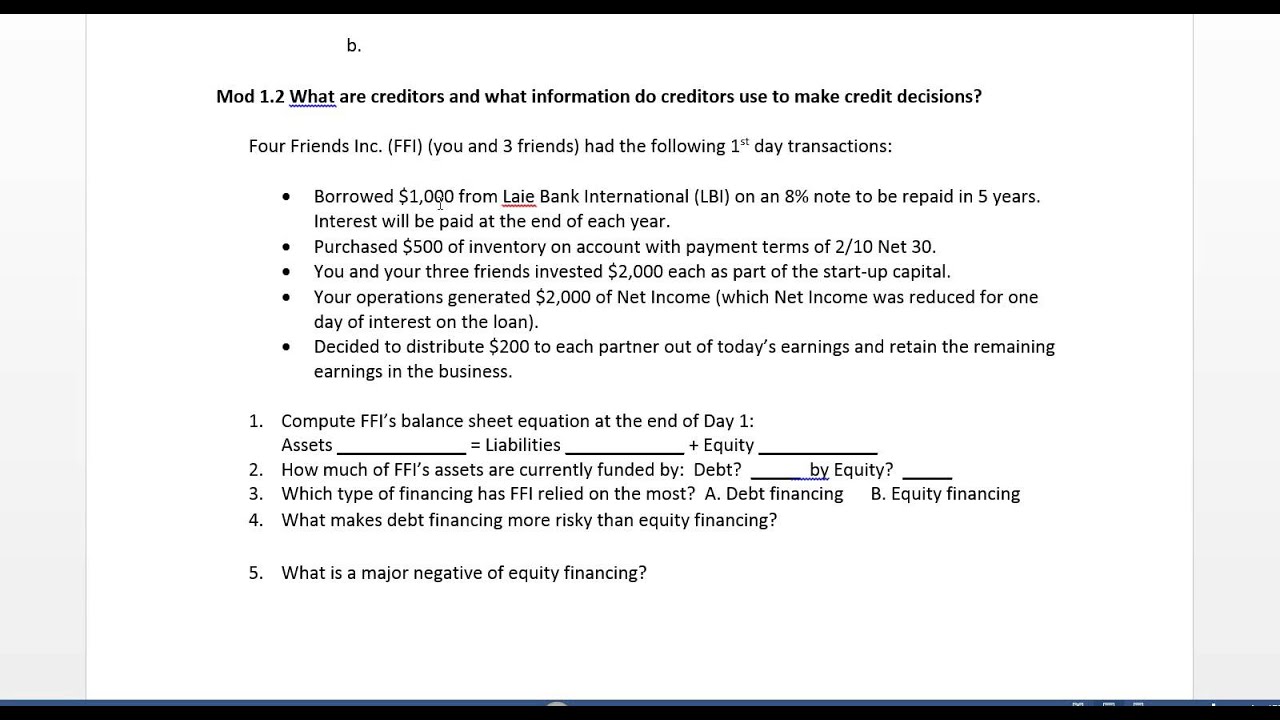 Module 1 - Worksheet Overview