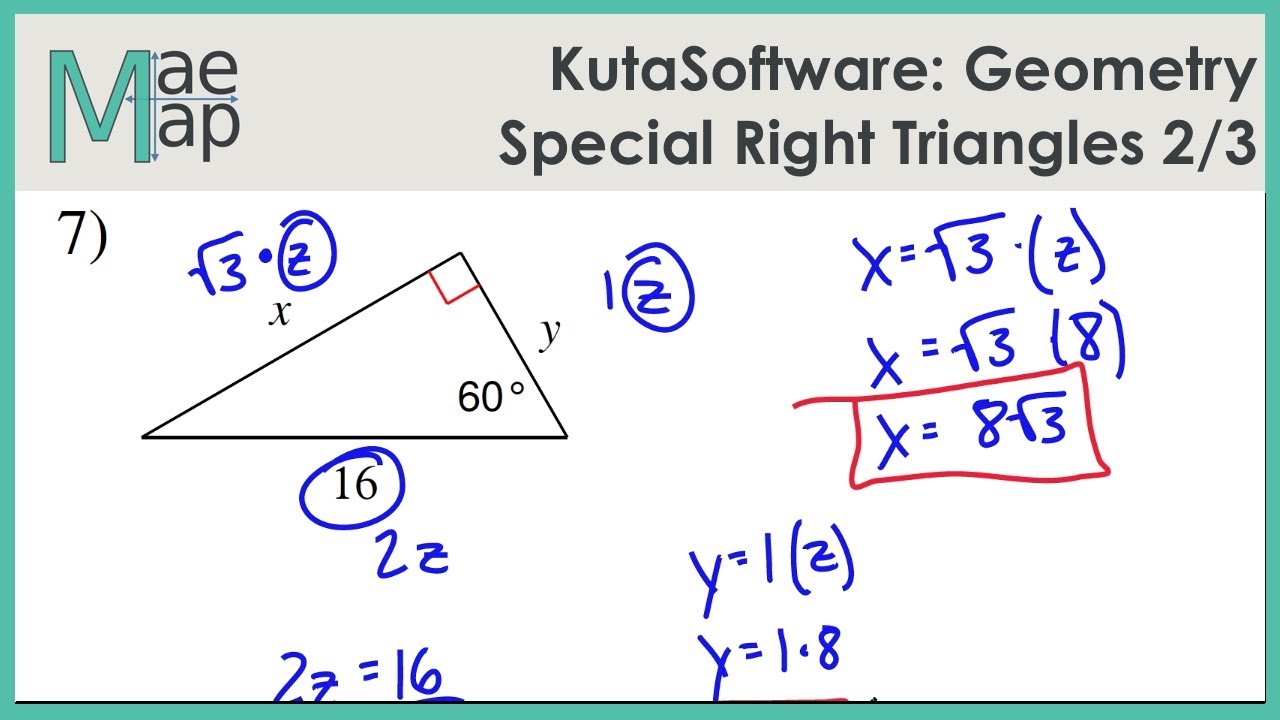 KutaSoftware: Geometry- Special Right Triangles Part 2
