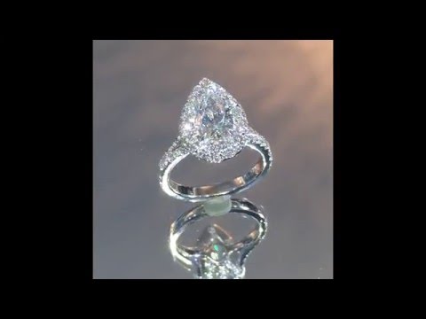 1.30 ct Pear Diamond Halo Engagement Ring RS-204