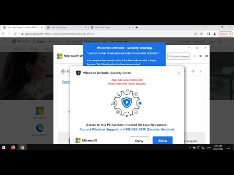 Windows Defender Security Warning scam removal.