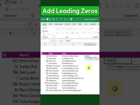 Add LEADING ZEROS Easily with Excel's TEXT Function