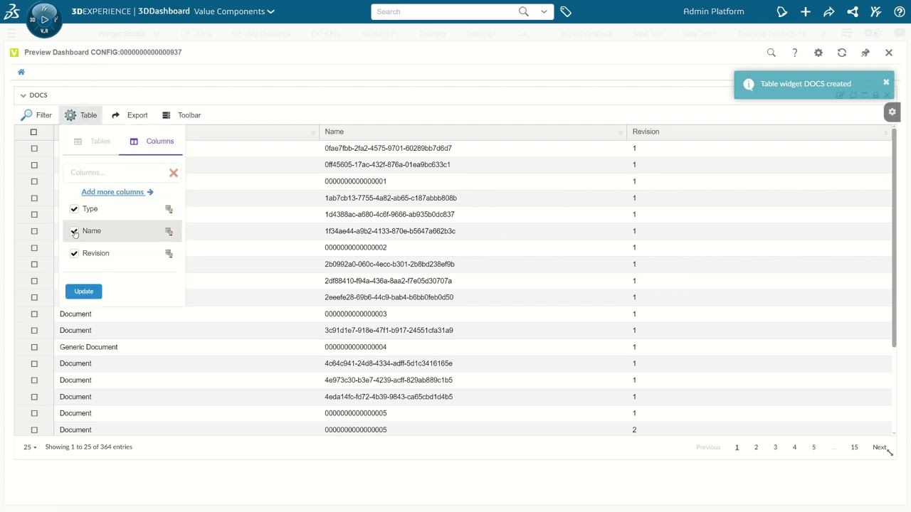 Create dashboard widgets on 3DEXPERIENCE on-premise
